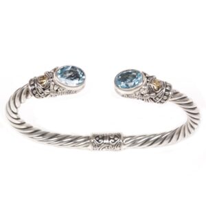 novica artisan handmade gold accented blue topaz cuff bracelet from indonesia [18 in l 2 mm w pendant(s) 1.3 in l x 0.9 in w x 0.2 in d] ' dragonfly den in blue'