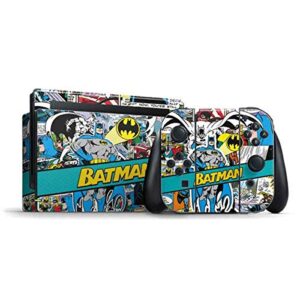 skinit decal gaming skin compatible with nintendo switch bundle - officially licensed warner bros batman comic book design