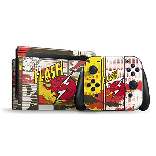 Skinit Decal Gaming Skin compatible with Nintendo Switch Bundle - Officially Licensed Warner Bros Flash Block Pattern Design