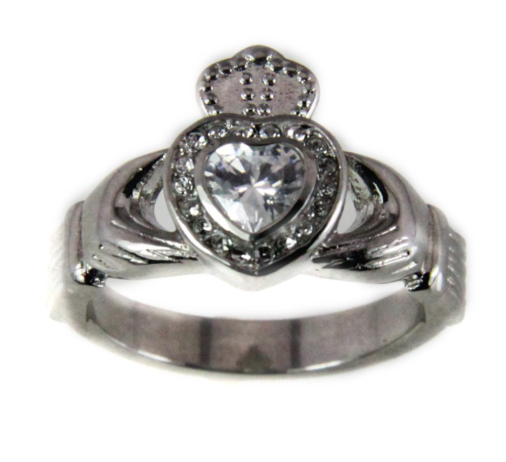 T13 Stainless Steel Claddagh Ring Irish Love Tradition Heart and Crown (10)