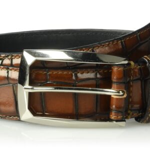 Stacy Adams Men's Ozzie Croc Embossed Belt, Cognac, 38