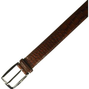 Stacy Adams Men's Ozzie Croc Embossed Belt, Cognac, 38