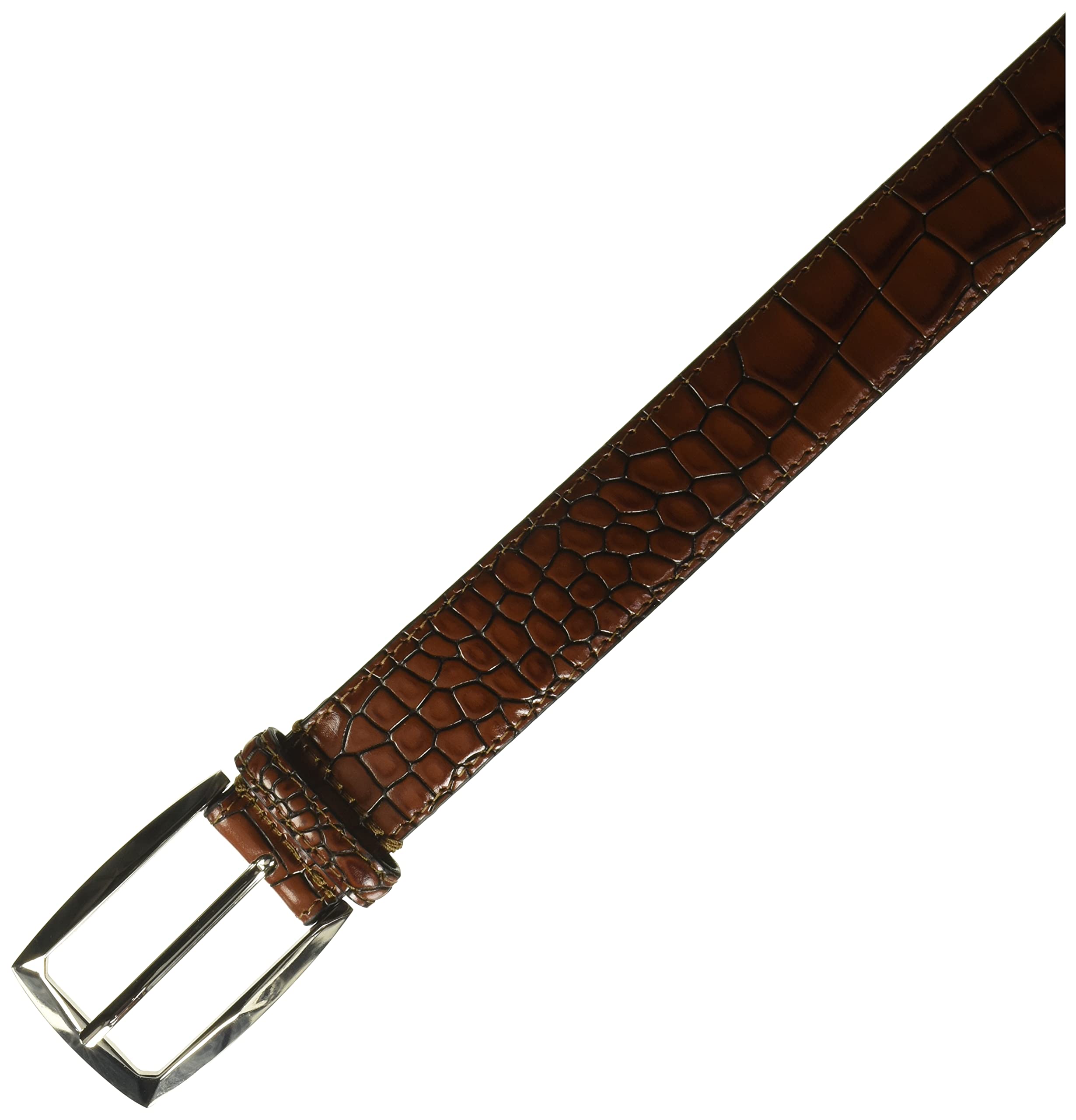 Stacy Adams Men's Ozzie Croc Embossed Belt, Cognac, 38