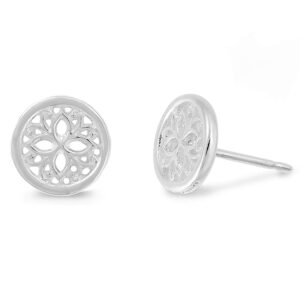 Boma Jewelry Sterling Silver Lotus Flower Stud Earrings