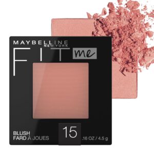 maybelline fit me blush, lightweight, smooth, blendable, long-lasting all-day face enhancing makeup color, nude, 1 count