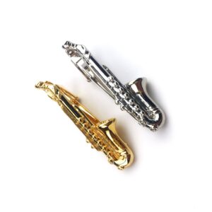 zunon saxophone tie clips sax tie bar tacks mens silver golden tone music instrument tie clasps musician gifts