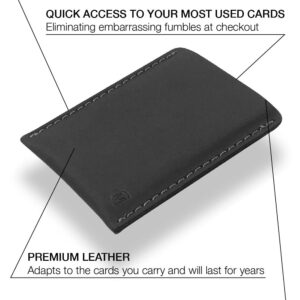 Modern Carry Leather Minimal Card Holder, Minimalist Wallet for Men & Women, Thin Credit Card Holder, Small Business Card Holder, Card Holder Wallet, Front Pocket Card Wallet - Full Protection (Black)