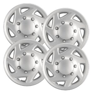 hubcaps.com - premium quality 16" silver hubcaps/wheel covers fits ford van, one-piece heavy duty construction (set of 4)