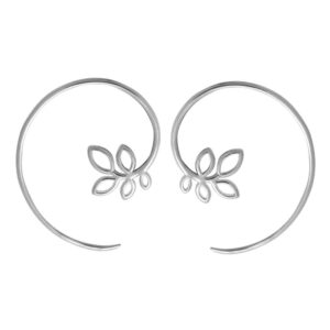 boma jewelry sterling silver leaf pull through hoop earrings