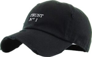 kbsv-055 blk trust no one baseball cap dad hat adjustable cotton vintage