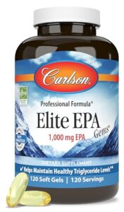 carlson - elite epa gems, 1000 mg epa fish oil, wild-caught, norwegian fish oil, sustainably sourced, helps maintain healthy triglyceride levels, 120 softgels