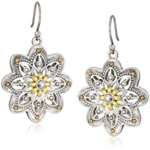 Lucky Brand Two-Tone Openwork Floral Drop Earrings