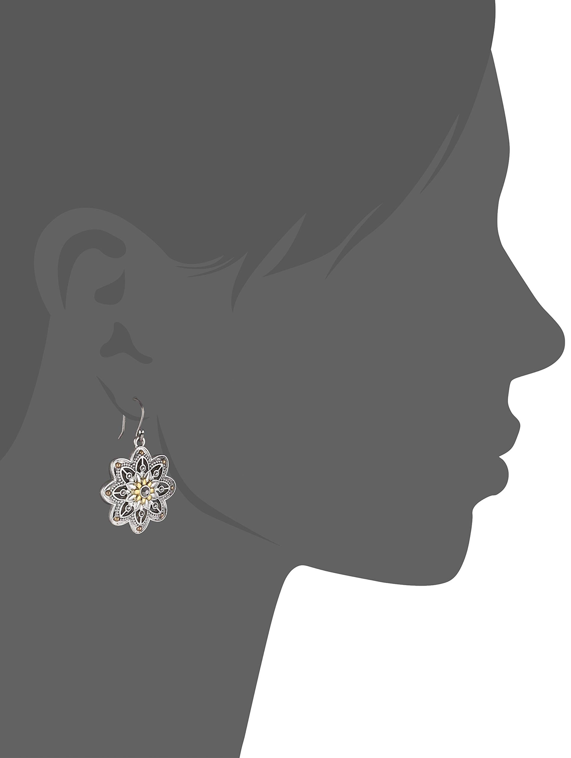 Lucky Brand Two-Tone Openwork Floral Drop Earrings