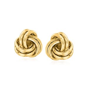 ross-simons 14kt yellow gold love knot stud earrings