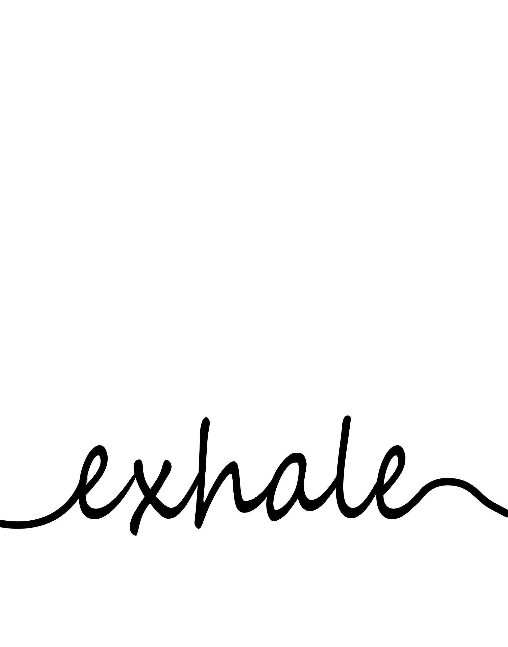 Inhale Exhale - Great Yoga Poster for Gym, Calming Home and Bedroom Decor, Calm and Peace Minimalist Quote, 11x14 Unframed Typography Art Print Poster, Set of 2 Black and White