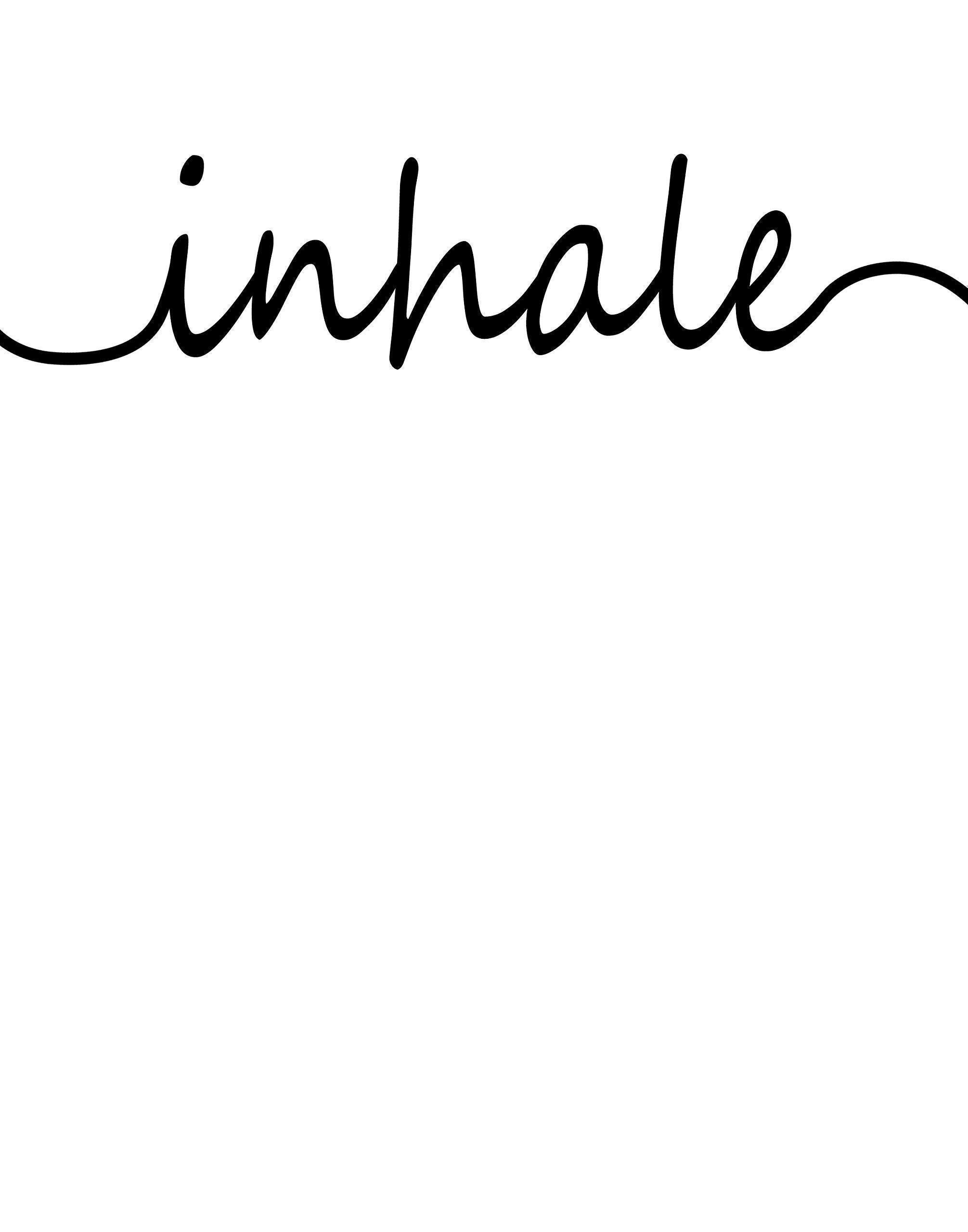 Inhale Exhale - Great Yoga Poster for Gym, Calming Home and Bedroom Decor, Calm and Peace Minimalist Quote, 11x14 Unframed Typography Art Print Poster, Set of 2 Black and White