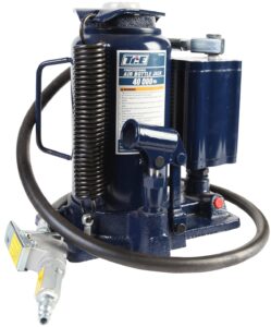 tce tce31001 torin pneumatic air hydraulic bottle jack with manual hand pump, 20 ton (40,000 lb) capacity, blue