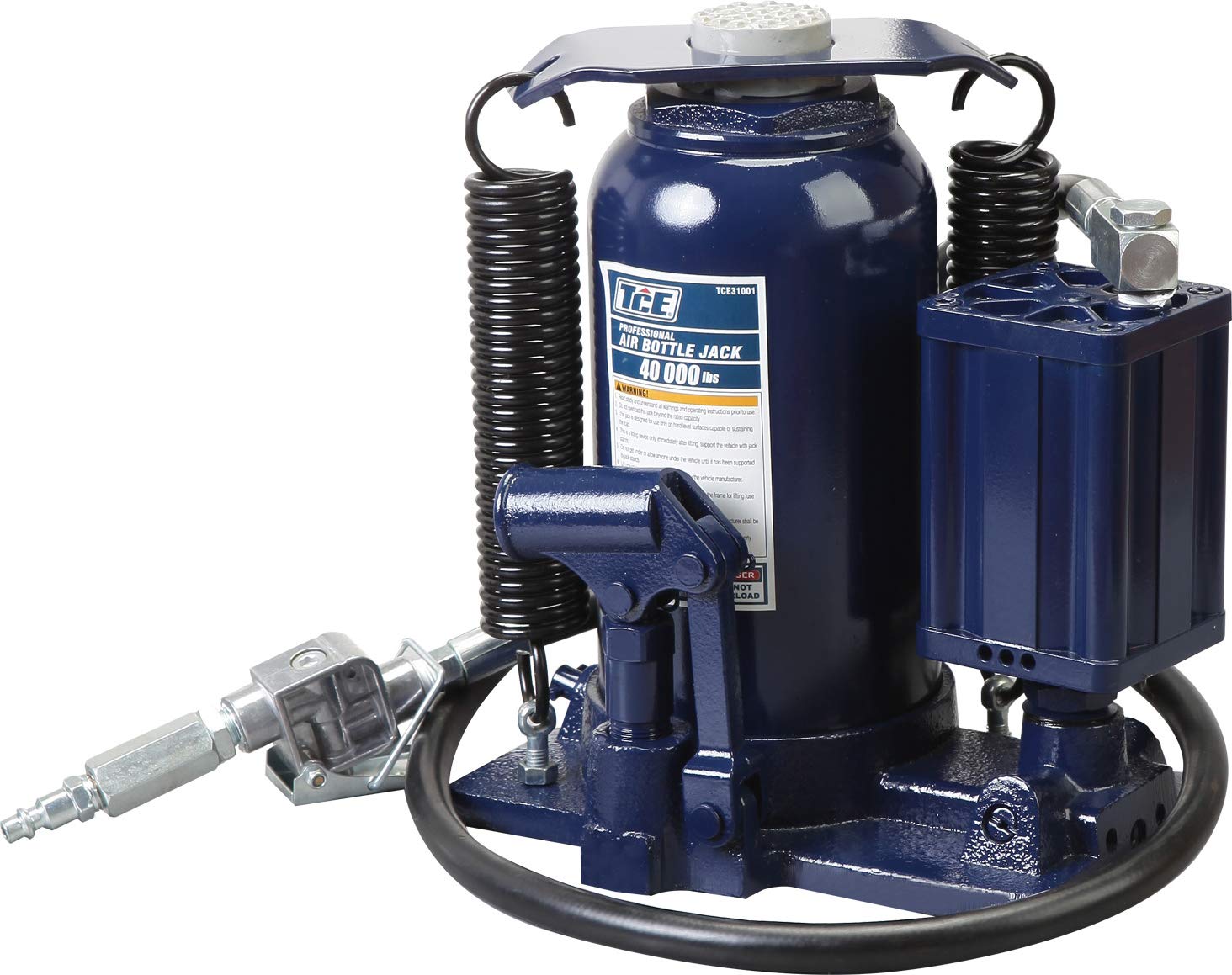 TCE TCE31001 Torin Pneumatic Air Hydraulic Bottle Jack with Manual Hand Pump, 20 Ton (40,000 lb) Capacity, Blue