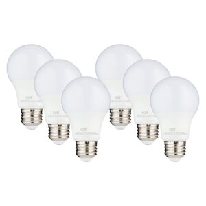 (6 pack) kor 9w led a19 light bulb – (60w equivalent), ul listed, 5000k (bright white – daylight), 750 lumens, non-dimmable, led 9-watt standard replacement bulbs with e26 base, 15000 hours, long life