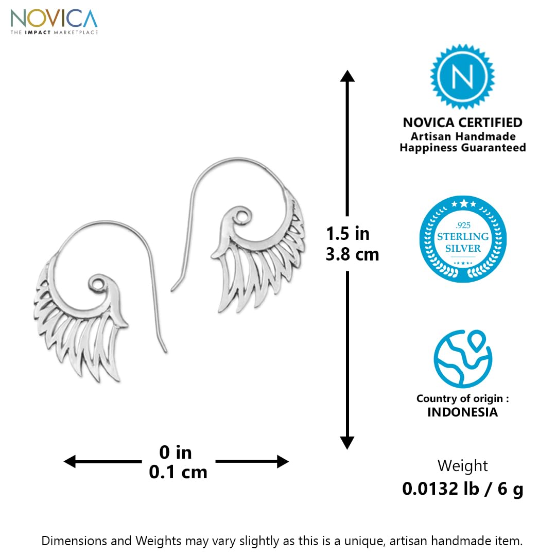 NOVICA Artisan Handmade .925 Sterling Silver Drop Shaped from Indonesia Animal Themed Sea Life Earrings