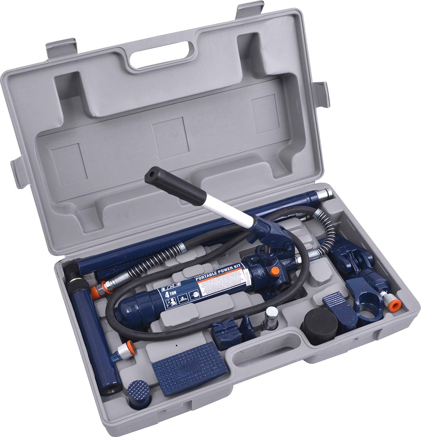 TCE TCE70401 Torin Portable Hydraulic Ram: Auto Body Frame Repair Kit with Blow Mold Carrying Storage Case, 4 Ton (8,000 lb) Capacity, Blue