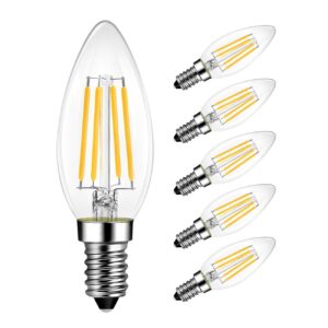 lvwit b11 led edison filament bulb dimmable 60w equivalent, e12 candelabra base 2700k warm white candle light bulb, ul-listed (6 pack)