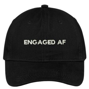 trendy apparel shop engaged af embroidered soft crown 100% brushed cotton cap - black