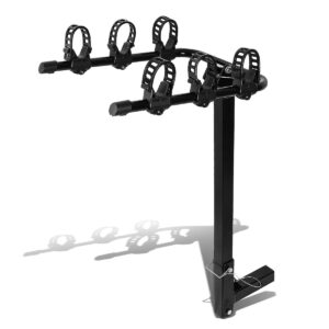 auto dynasty 2 inches hitch fold-up mount rear trailer bicycle/bike rack carrier storage (powdered coated black)