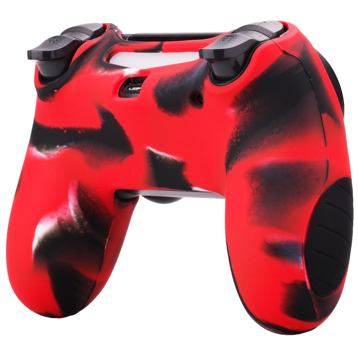 YoRHa Silicone Half Extra Thick Cover Skin Case for Sony PS4/slim/Pro Dualshock 4 Controller x 1(Camouflage red) with Pro Thumb Grips x 8