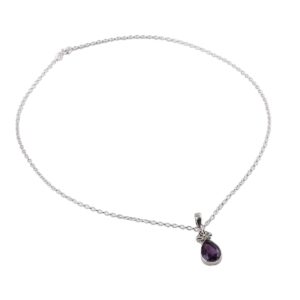 novica artisan amethyst pendant necklace faceted and sterling silver from india purple birthstone [18 in l 2 mm w pendant(s) 1.3 in l x 0.4 in w x 0.2 in d] ' lavender drop'