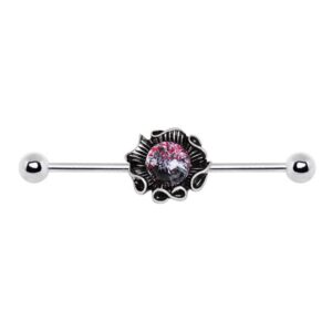 316l stainless steel wildklass industrial barbell with glass stone giant seashell