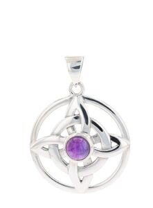 jewelry trends sterling silver celtic quaternary knot pendant with purple amethyst