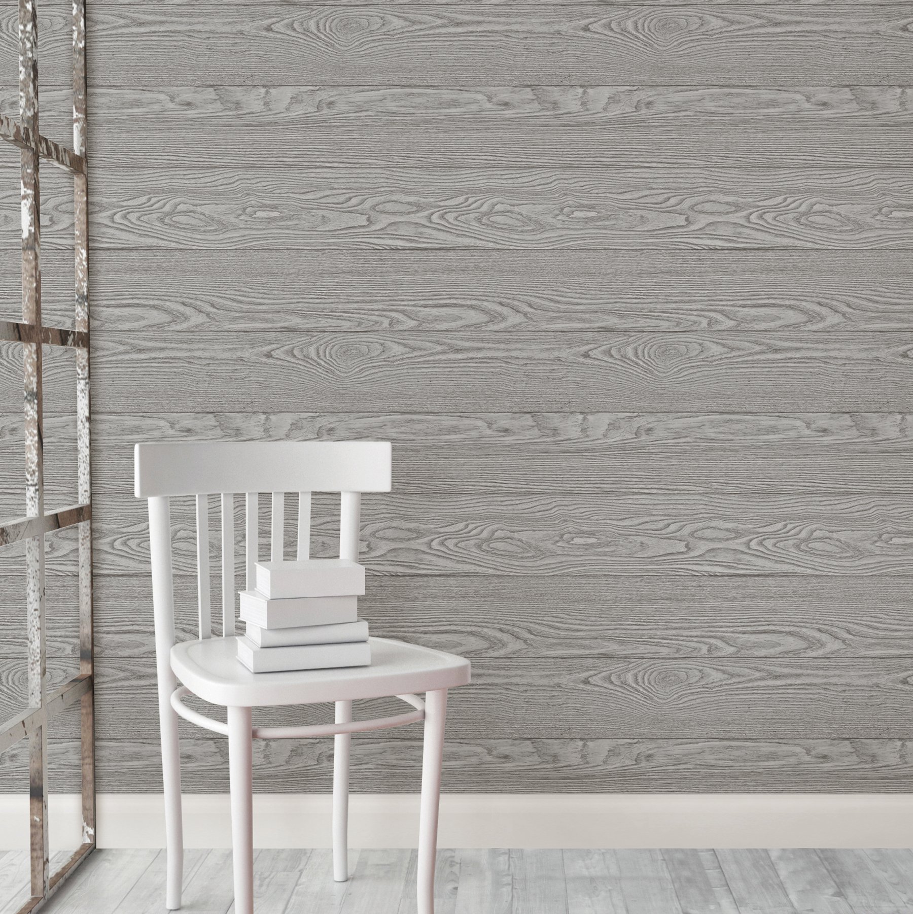 NuWallpaper NU2240 Salvaged Wood Peel & Stick Wallpaper, Grey