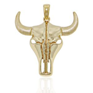 charm america - gold bull's head charm - 10 karat solid gold - ox cattle charm