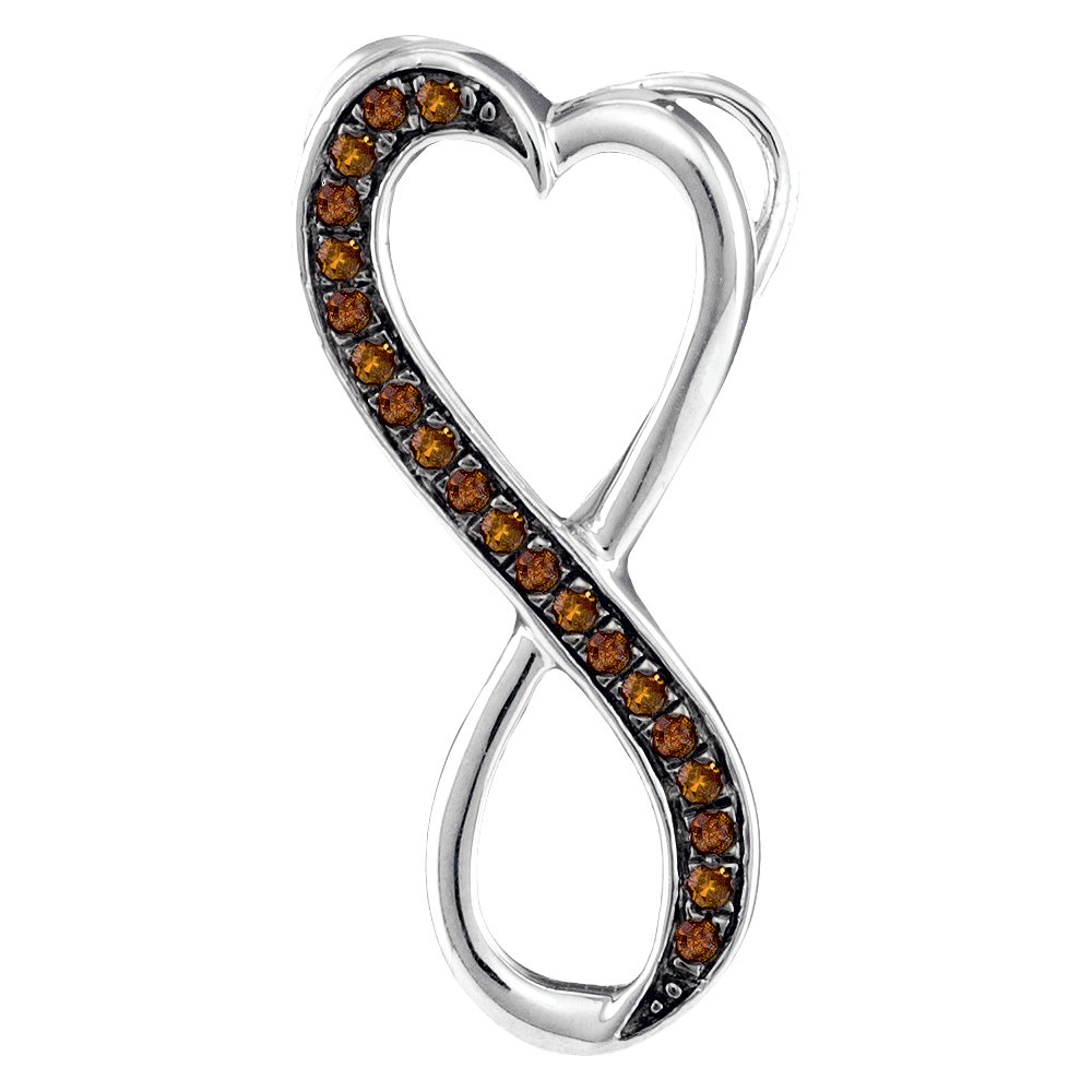 Infinity Brandy Diamonds 10k White Gold Chocolate Brown Diamond Heart Necklace Pendant 1/10 Ctw.