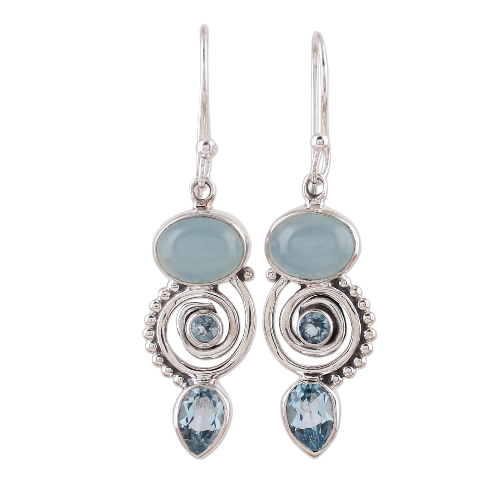 NOVICA Artisan Handcrafted Blue Chalcedony Earrings | Sterling Silver Birthstone Earrings | Dangle Earrings For Women | Sentimental Earrings For Women | Topaz Birthstone Earrings