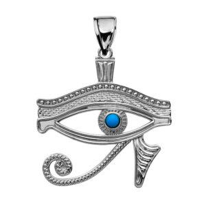 sterling silver egyptian blue eye of horus pendant