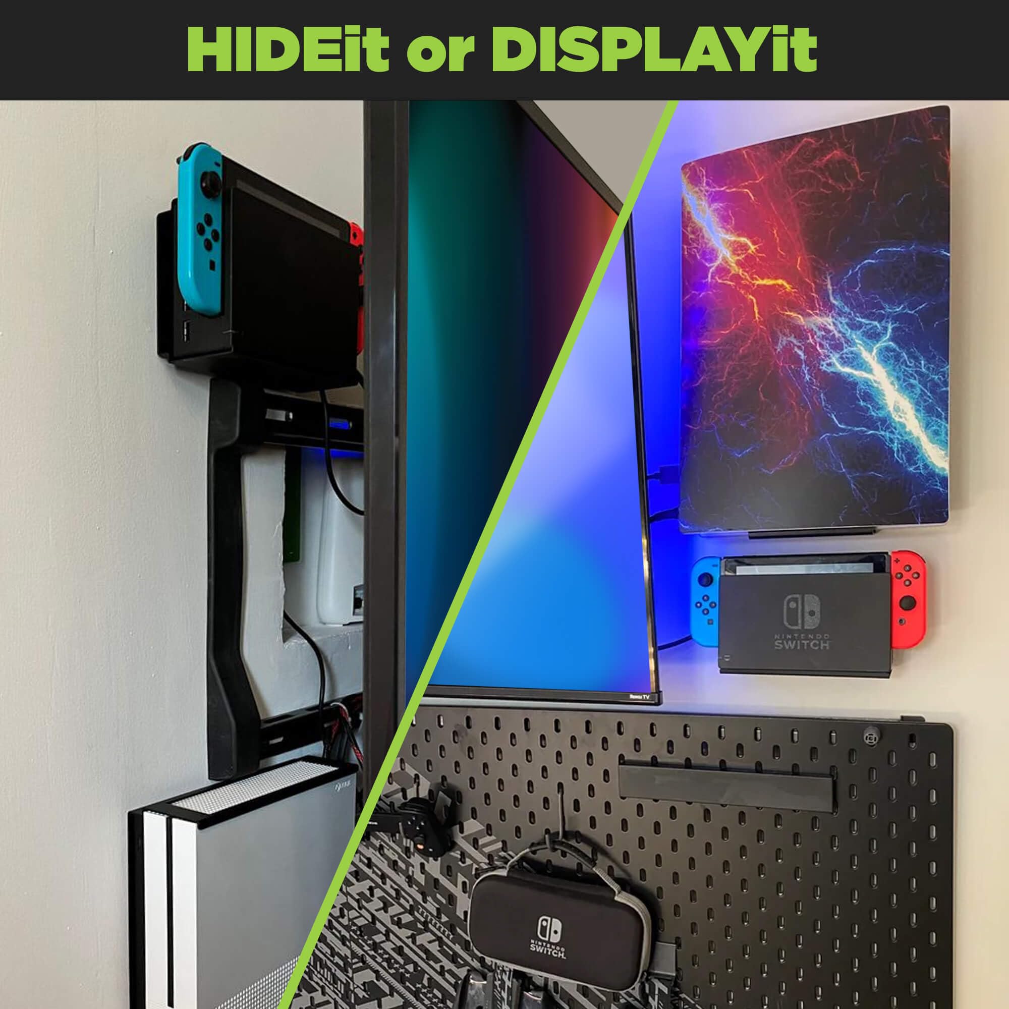 HIDEit Mounts Switch Wall Mount - American Company, Steel Mount for Nintendo Switch and Nintendo Switch OLED to Safely Store Your Switch Console