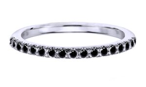 affy black natural diamond wedding band ring in 10k solid white gold (0.25 ct)