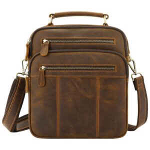 jack&chris leather man purse shoulder bag,small mens crossbody messenger bags for work,men satchel handbag,brown,jc04-8