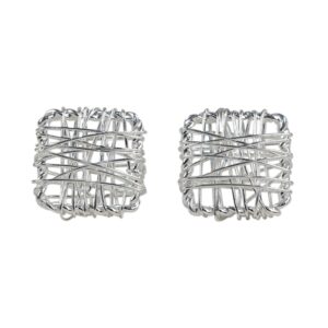 novica artisan sterling silver stud earrings wrap square made thailand no stone geometric [0.3 in l x 0.3 in w] ' crisscross square'