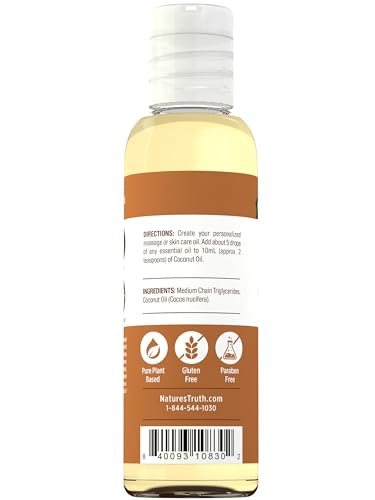 Nature's Truth Coconut Oil Liquid for Skin | 4 oz | Unscented Base Oil | Paraben Free