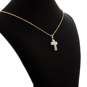 LoveBling 10K Yellow Gold 0.35 Carats (ctw) Diamond Cross Pendant (1.33" x 0.70")