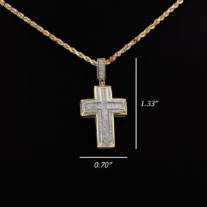 LoveBling 10K Yellow Gold 0.35 Carats (ctw) Diamond Cross Pendant (1.33" x 0.70")