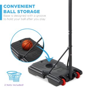 Best Choice Products Kids Height-Adjustable Basketball Hoop, Portable Backboard System w/ 2 Wheels, Fillable Base, Weather-Resistant, Nylon Net, Adjusts from 70.5in to 82.3in