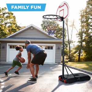 Best Choice Products Kids Height-Adjustable Basketball Hoop, Portable Backboard System w/ 2 Wheels, Fillable Base, Weather-Resistant, Nylon Net, Adjusts from 70.5in to 82.3in