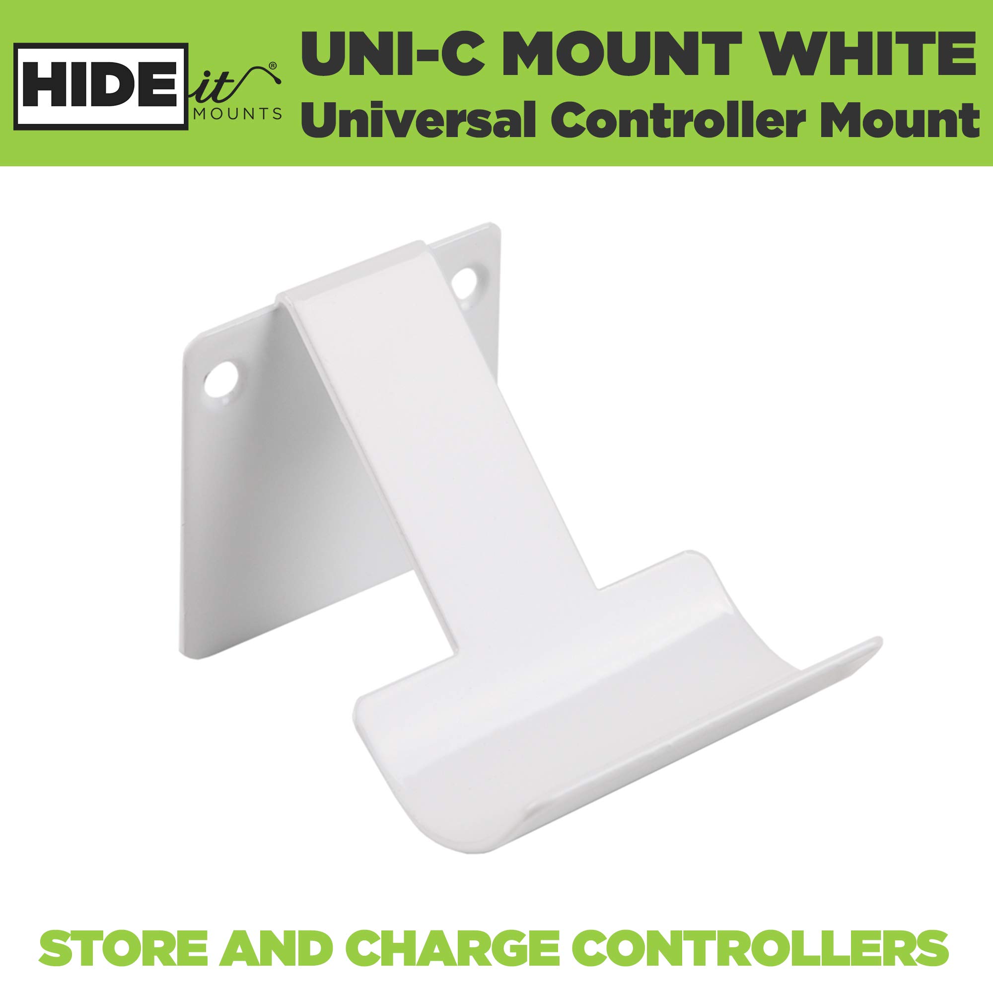 HIDEit Mounts Uni-C Controller Wall Mount (2-Pack White), American Company - Mount for Video Game Controllers, Compatible with Playstation, Xbox, NVIDIA, Nintendo Switch Controllers and More