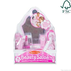 Melissa & Doug Wooden Beauty Salon Play Set With Vanity and Accessories (18 pcs) - FSC Certified