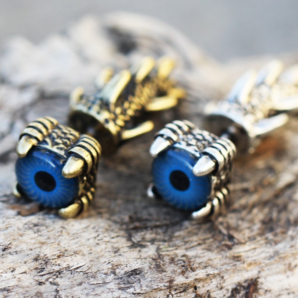 Gothic Dragon Claw Blue Evil Eye WildKlass Fake Taper (16GA 1/4" Gold)