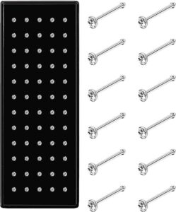 jstyle 60 pcs hypoallergenic stainless steel nose studs for women men sparkly cz small nose studs rings piercing body jewelry 1.5mm